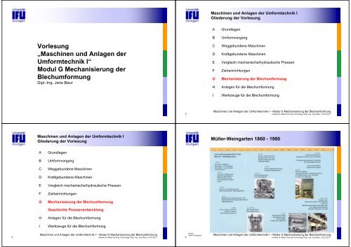 Modul G Mechanisierung der Blechumformung