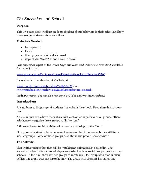 2. The Sneetches and School - MSAD 52