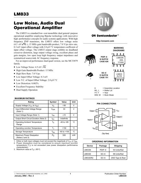 LM833 Low Noise, Audio Dual Operational Amplifier - Intusoft