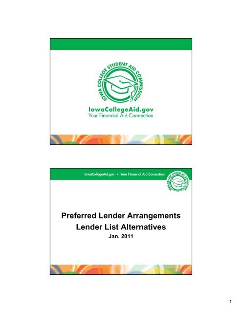 Preferred Lender Arrangements Lender List Alternatives