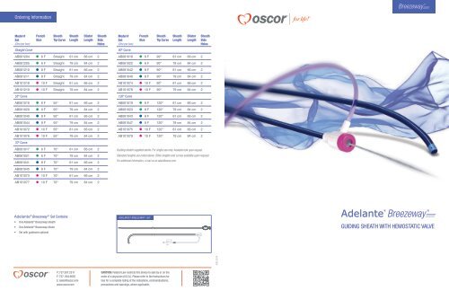 Adelante Breezeway Guiding Sheath with Hemostatic ... - Oscor.com