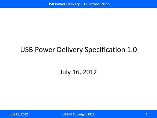 USB Power Delivery Specification 1.0 - USB.org