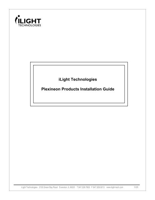 iLight Technologies Plexineon Products Installation Guide