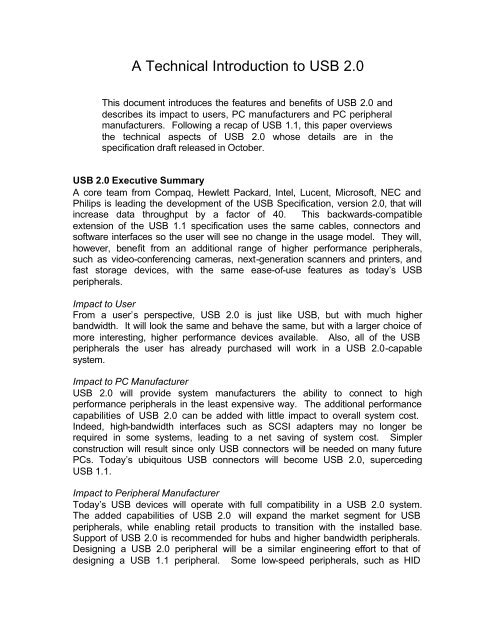 A Technical Introduction to USB 2.0 - USB.org