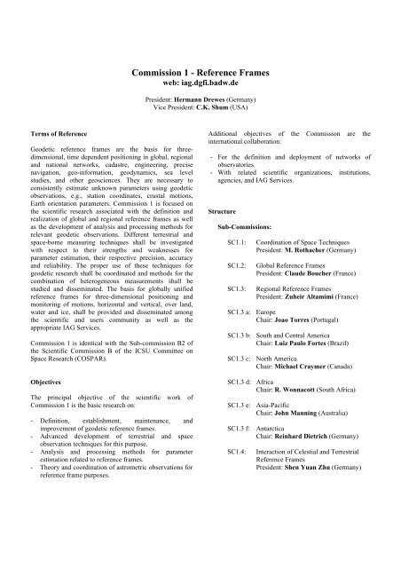 Commission 1 - Reference Frames