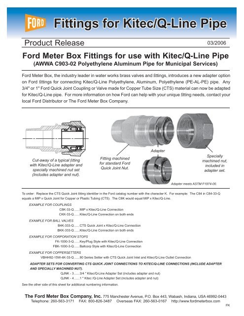 Fittings for Kitec/Q-Line Pipe - Ford Meter Box