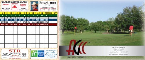 Printable scorecard - Alvin Golf & Country Club