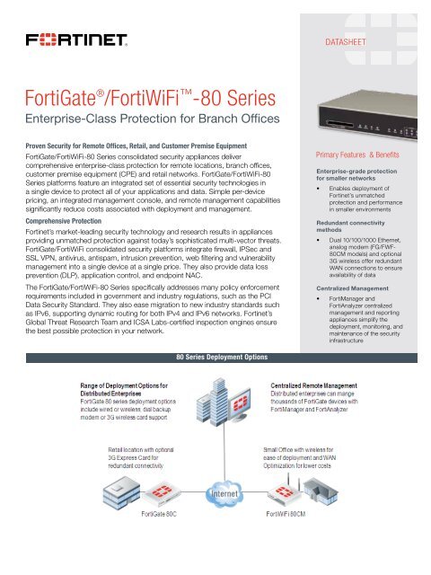 FortiGate 80C Datasheet - Fortinet