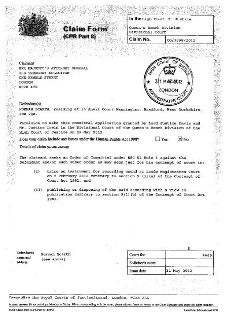 Sealed Part 8 Claim Form - Inquiring Minds