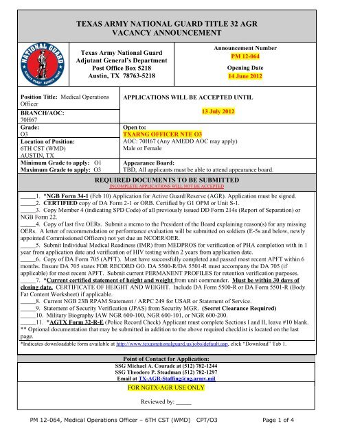 texas army national guard title 32 agr vacancy announcement