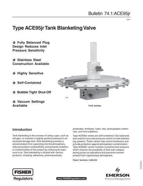 Type ACE95jr Tank Blanketing Valve - Control Southern Inc.