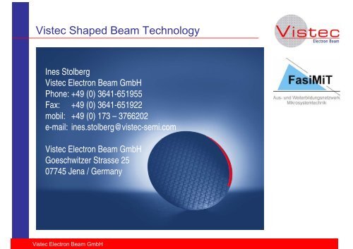 Vistec Electron Beam Gmbh - The Best Picture Of Beam