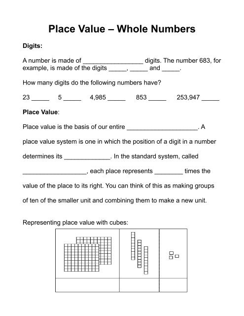 Place Value â Whole Numbers - Denilya.net