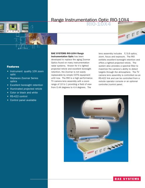 Range Instrumentation Optic RIO-10X4 - ESD Radar - Home