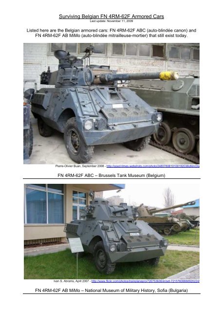 Surviving Belgian FN 4RM-62F Armored Cars - Massimo's Corner of ...