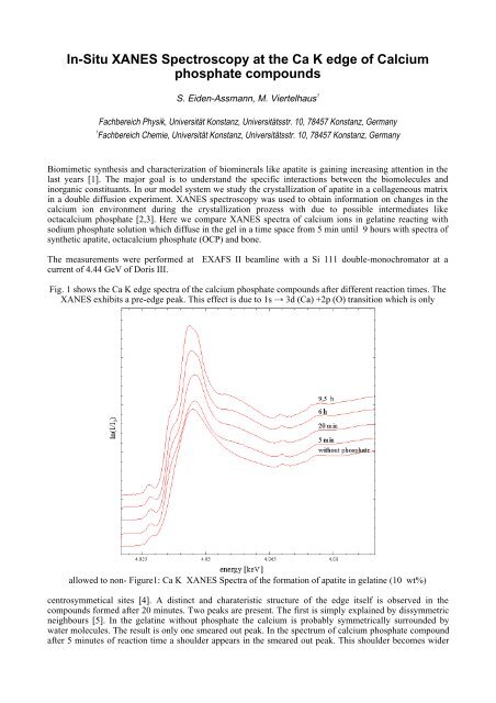 In-Situ XANES Spectroscopy at the Ca K edge of Calcium ...