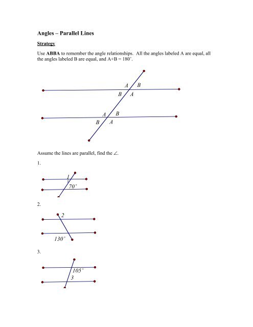 Angles â Parallel Lines - Hanlon Math