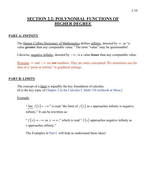 Section 2 2 Polynomial Functions Of Higher Degree