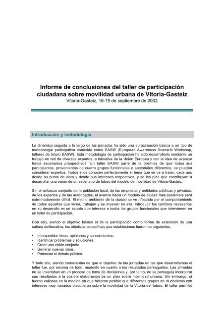 Informe de conclusiones del taller de participación ciudadana sobre ...