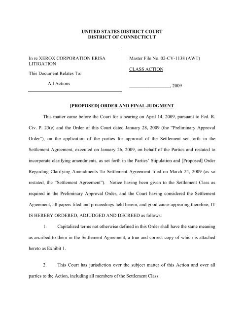 Order and Final Judgment - KellerSettlements.com