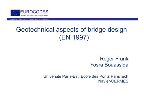 Geotechnical aspects of bridge design (EN 1997) - Eurocodes