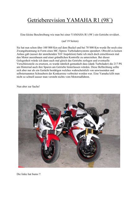 Getrieberevision YAMAHA R1 \(98´\) - Racing4fun