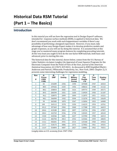 Historical Data RSM Tutorial - Statease.info