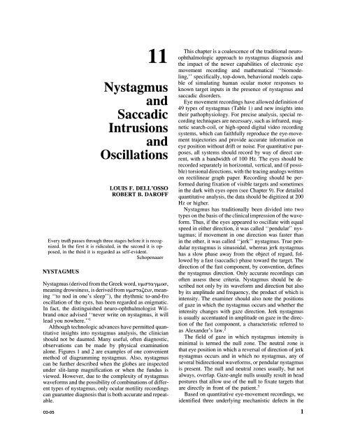 Nystagmus and Saccadic Intrusions and Oscillations - omlab