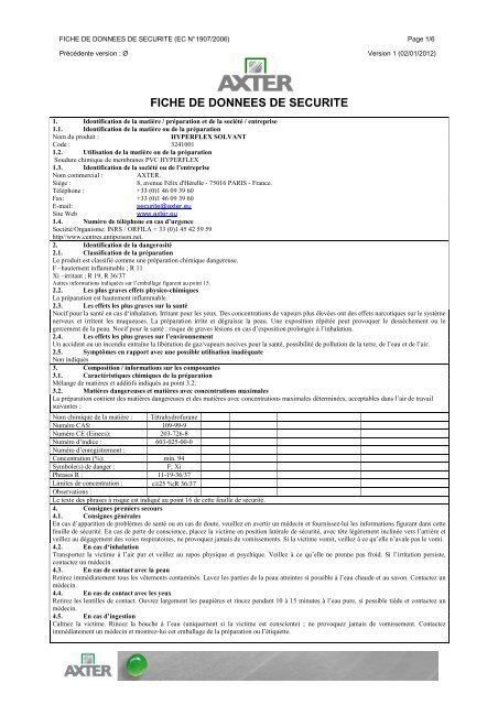 FDS HYPERFLEX SOLVANT - Axter