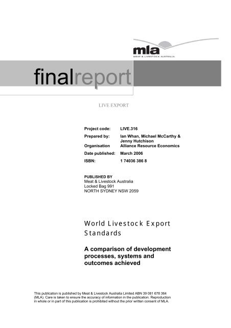 world's highest animal welfare standards for livestock export