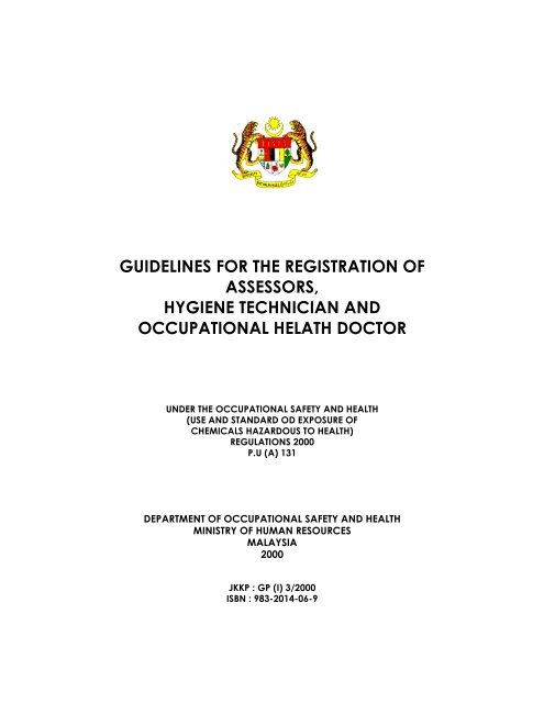 Guidelines For The Registration Of Assessors, Hygiene ... - Dosh