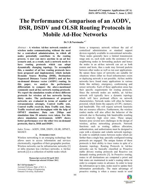 The Performance Comparison Of An Aodv Dsr Dsdv And Olsr