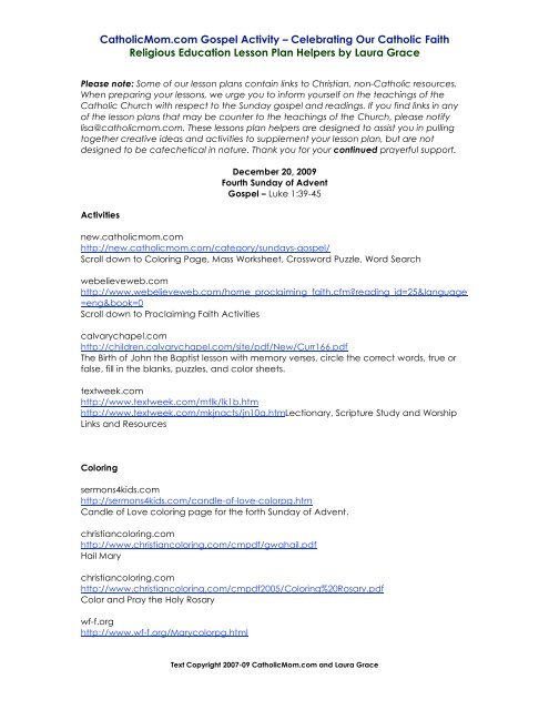 Lesson Plan - Catholic Mom