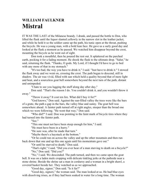 WILLIAM FAULKNER, Mistral - literature save 2