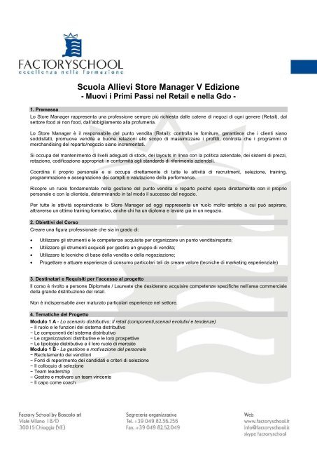 Progetto Formativo - L'azienda