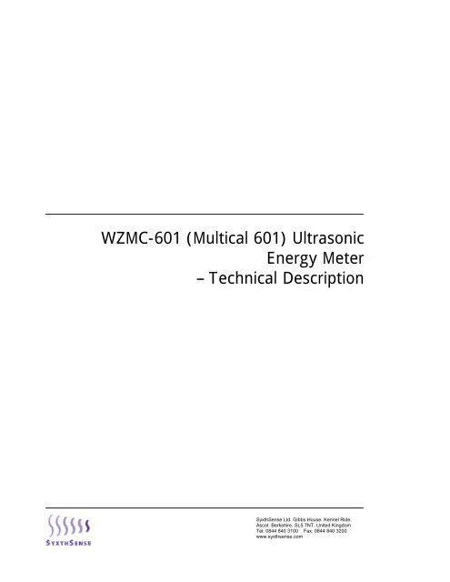 WZMC-601 (Multical 601) Ultrasonic Energy Meter ... - SyxthSense