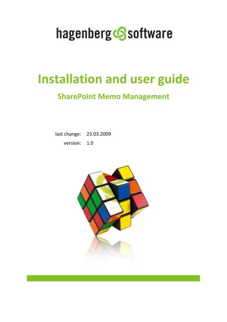 Installation and user guide SharePoint Memo Management