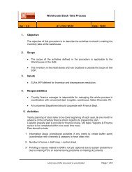 Warehouse Stock Take Process 1. Objective 2. Scope 3. Inputs 4 ...