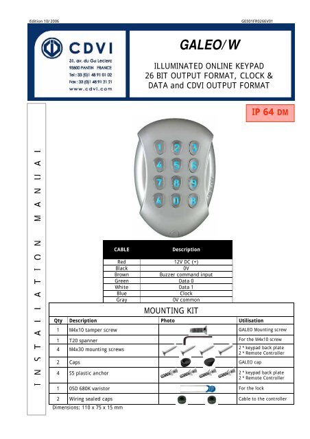 CDVi Galeo W instructions.pdf - Intercoms R Us