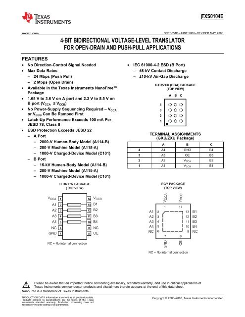 4-Bit Bidirectional Voltage-Level Translator for OD and Push-Pull ...