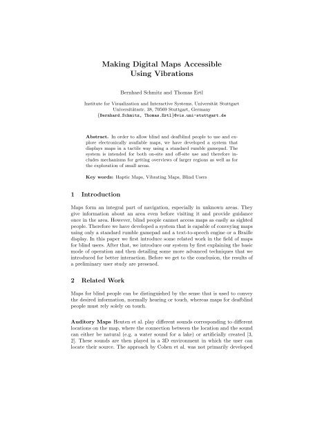 Making Digital Maps Accessible Using Vibrations Making Digital Maps Accessible Using Vibrations