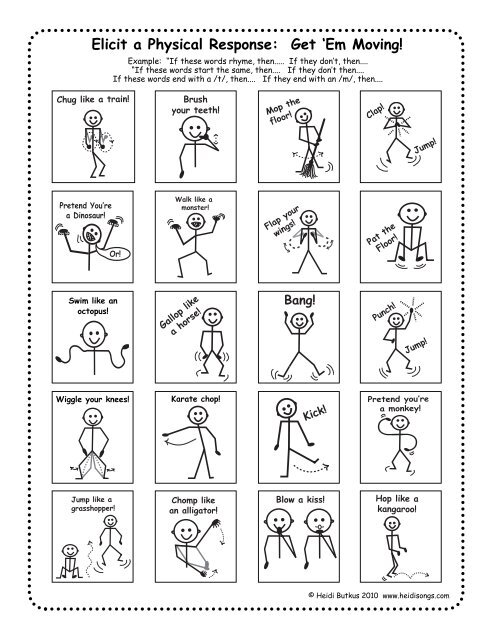 Active Response Cards - Heidi Songs