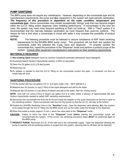 BRIX PUMP 5000-2XX-XX - SHURflo