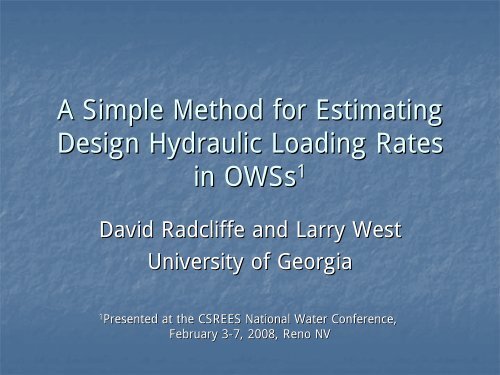A simple method for estimating design hydraulic loading rates in ...