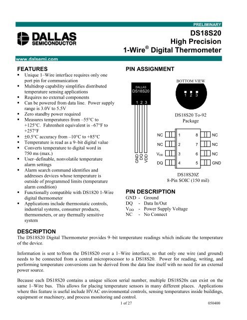 High Precision 1-Wire Digital Thermometer - Robot Store (HK)