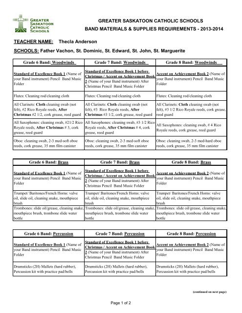 Grades - Greater Saskatoon Catholic Schools