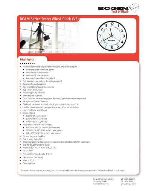 BCAM Series Smart Wired Clock (V2) - Bogen Engineered Systems