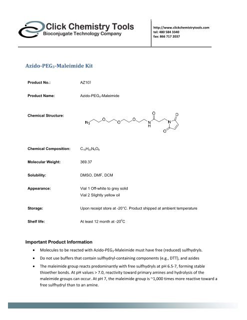 Azide-PEG3-Maleimide Data Sheet - KeraFAST