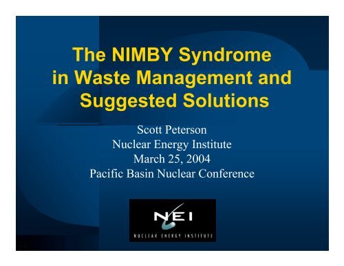 The NIMBY Syndrome in Waste Management and Suggested ...
