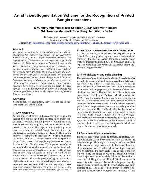 An Efficient Segmentation Scheme For The Recognition Of Printed